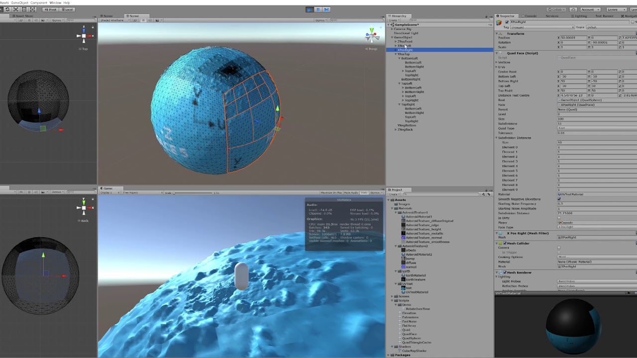 Modification to QuadSphere with QuadTree LoD Subdivision - YouTube