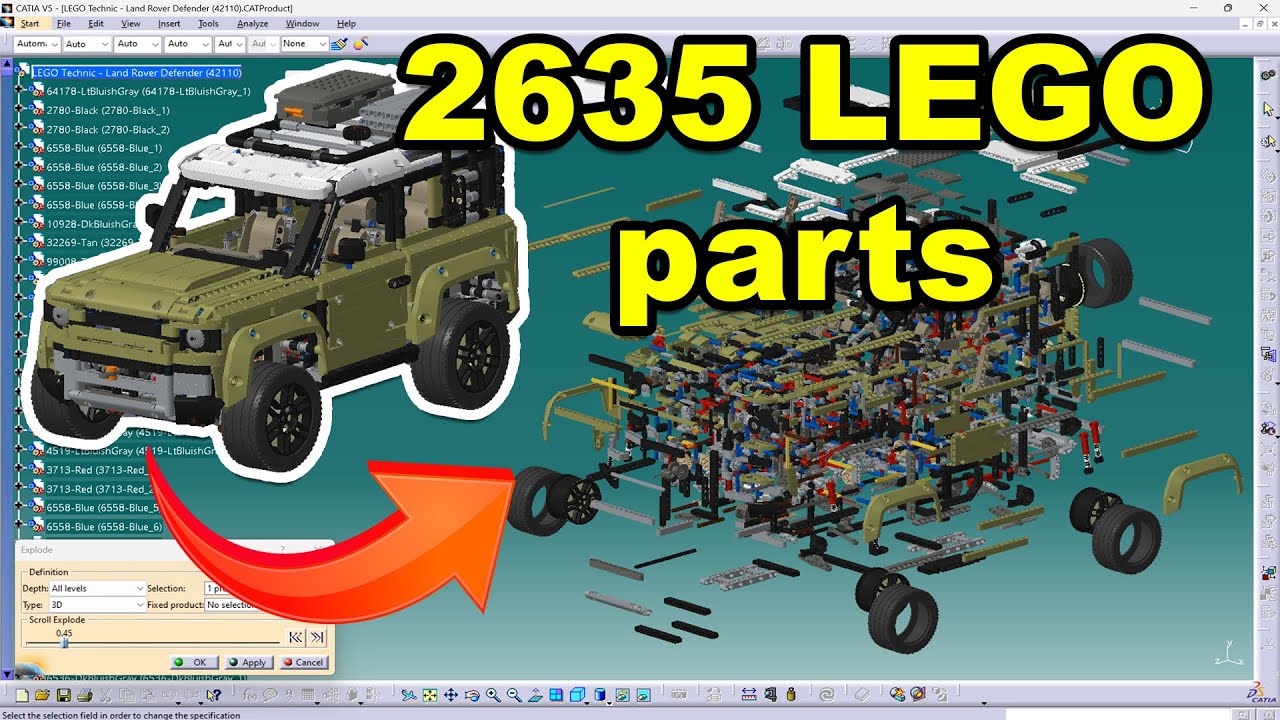 LEGO Technic - Land Rover Defender exploded view - YouTube