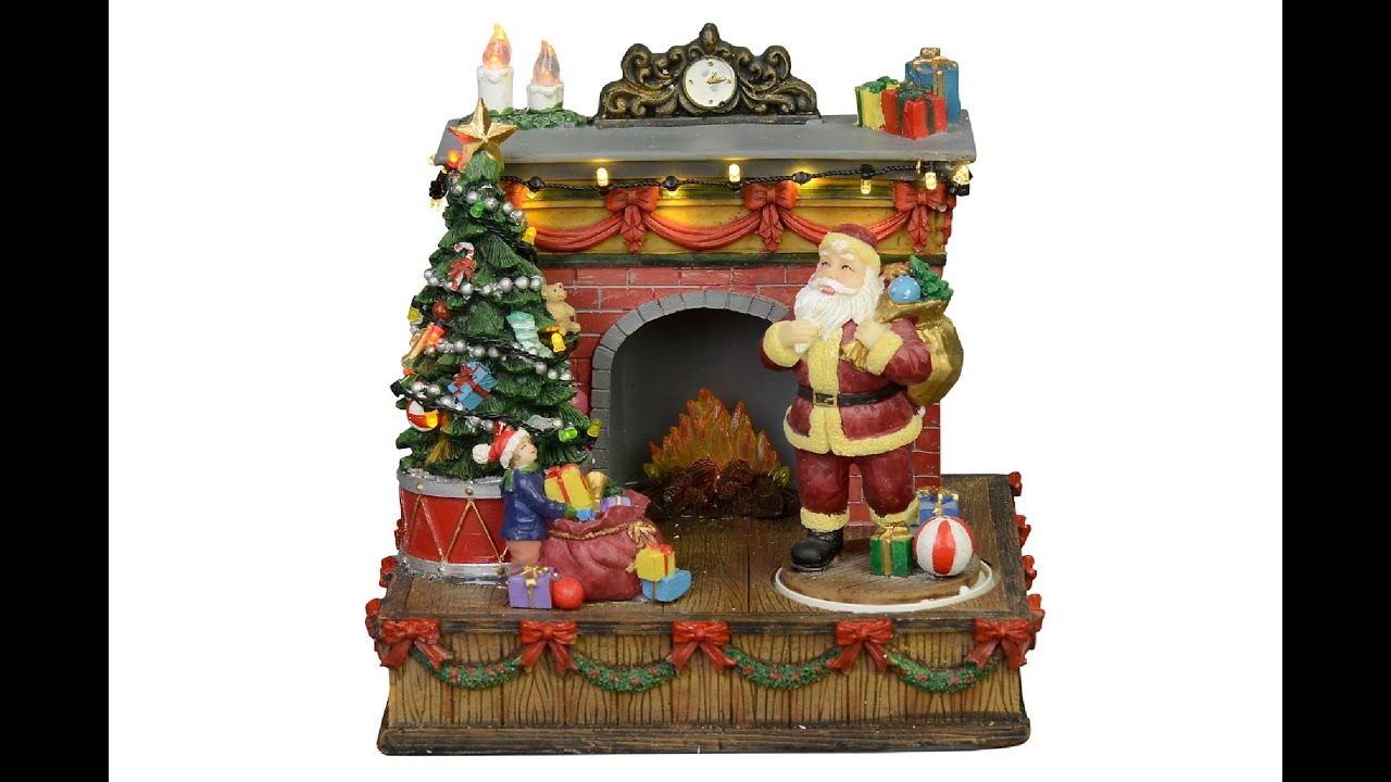 Santa By the Fireplace Scene, Animated & Illuminated - YouTube
