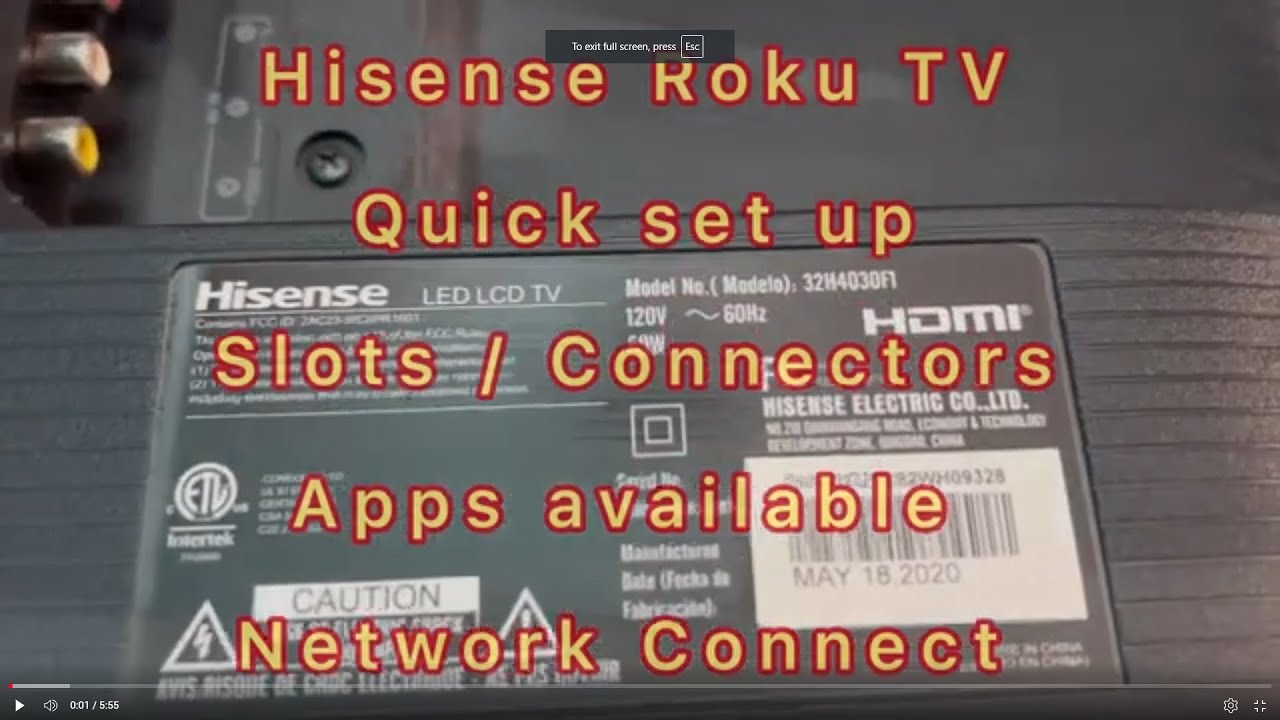 Full Set Up Hisense Roku TV - unbox -network - wi fi connect - adding ...