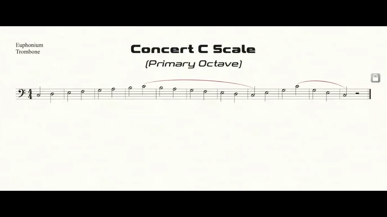 Trombone & Euphonium C Scale Practice in Half Notes (primary octave ...