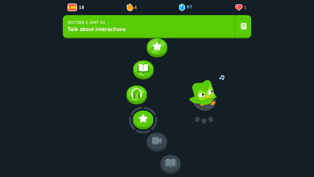 Duolingo - Spanish - Section 2, Unit 23 - My full game with mistakes ...