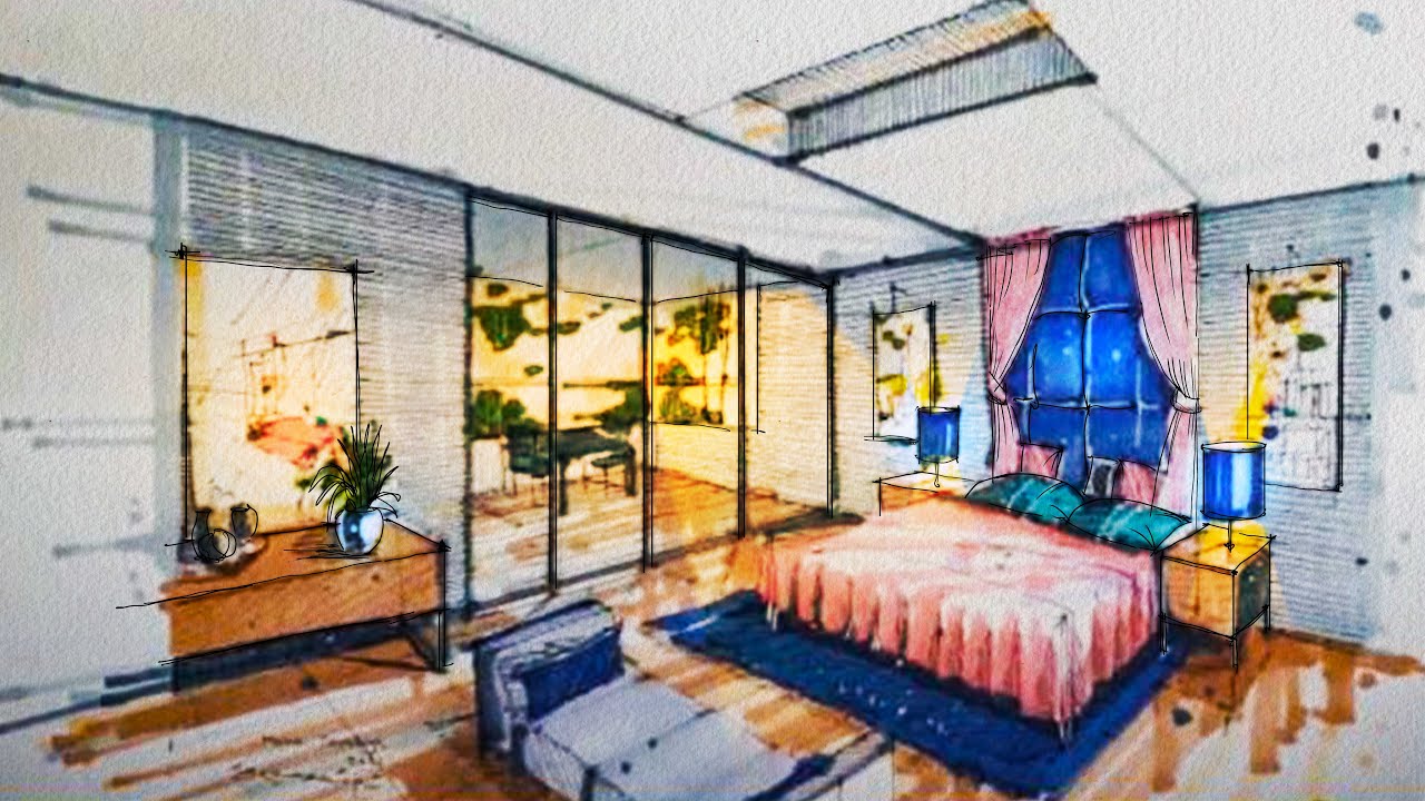 Interior perspective in two-points perspective - very simple cubes for ...