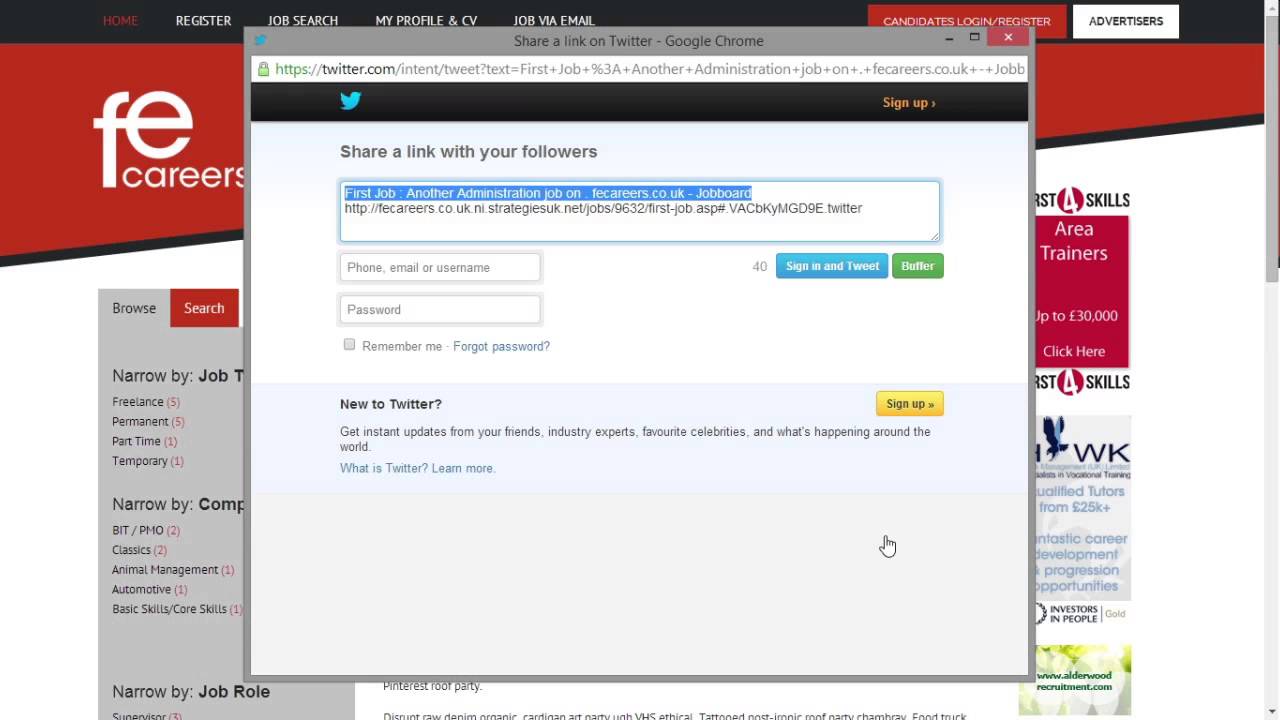 FE Careers: Job advertising social share tutorial - YouTube