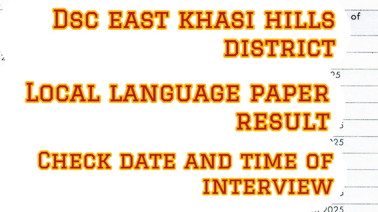 DSC-LAH MIH RESULT JONG KA LOCAL LANGUAGE PAPER NA BYNTA KA POST LDA ...
