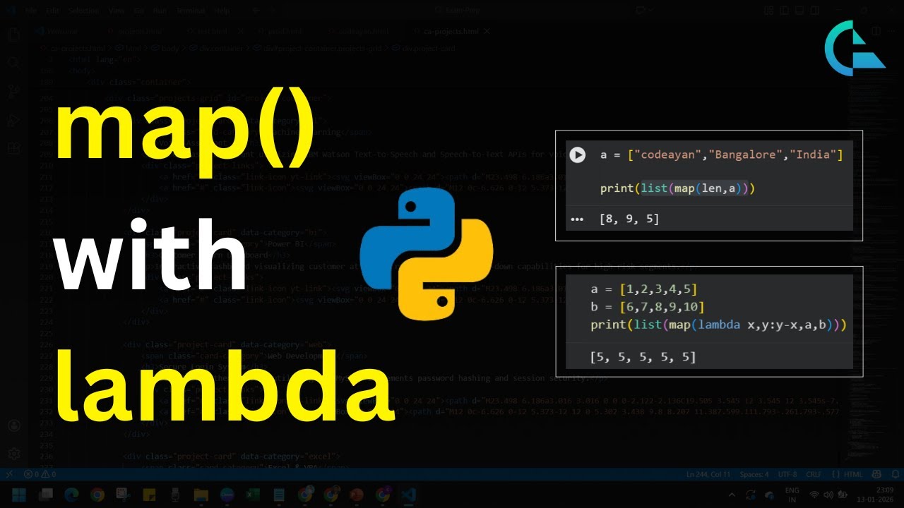 Python map() Function and Lambda Expressions Explained | PyMinis | codeayan - YouTube