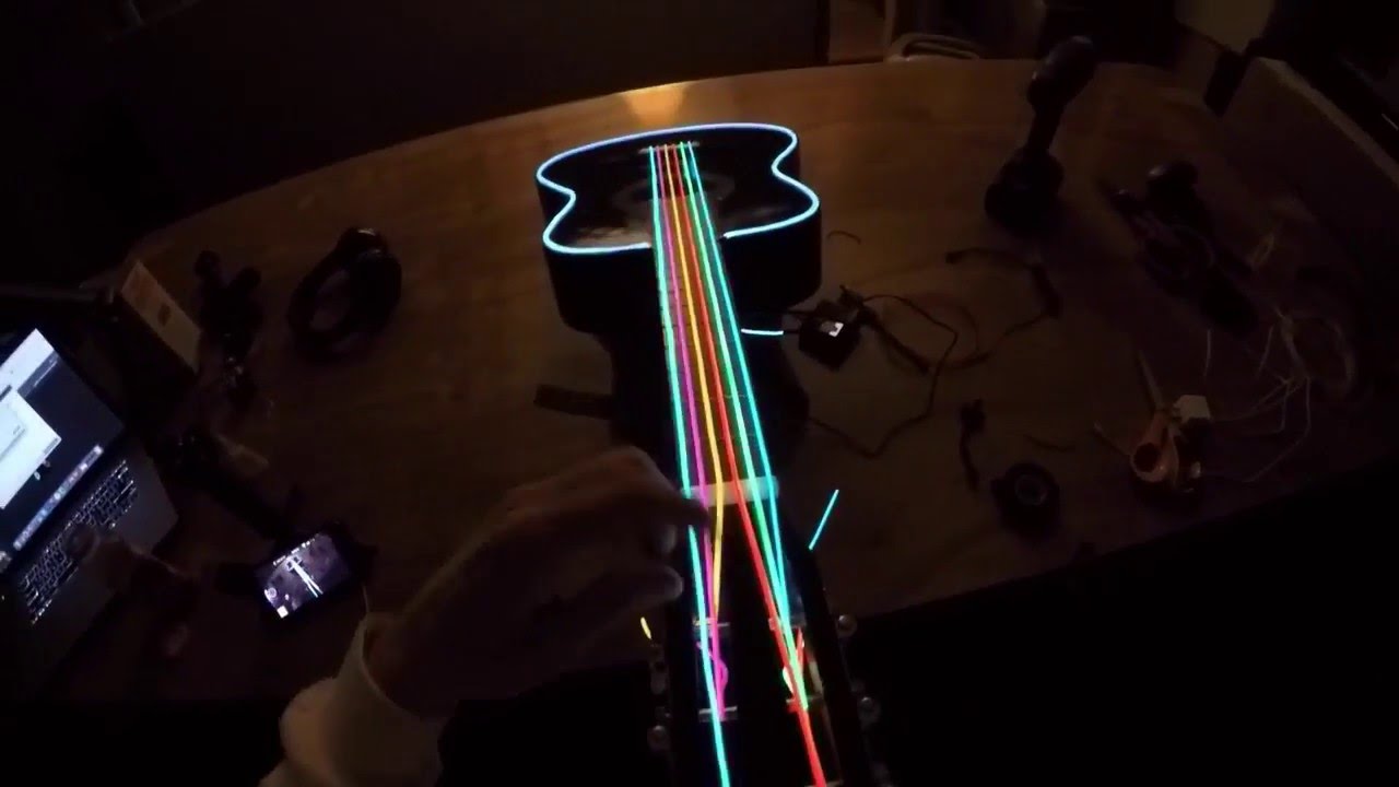 Ultimate light up air guitar using GlowCity EL Wire - YouTube