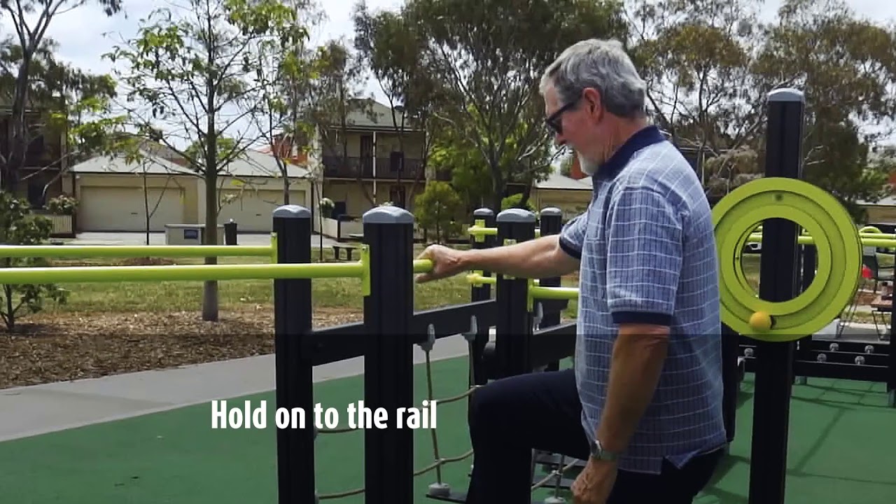 Central Park Seniors Exercise Park - Balance Rail - YouTube