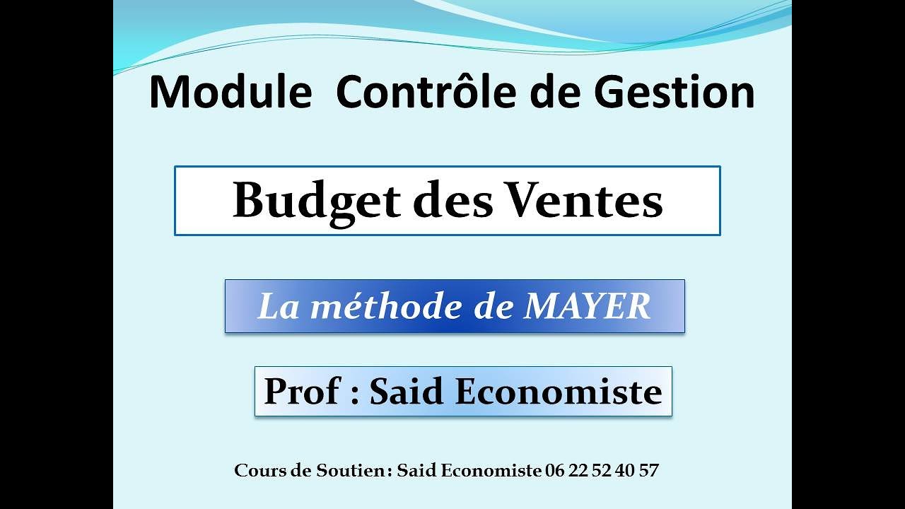 Contrôle de Gestion S6 : Méthode de MAYER - YouTube