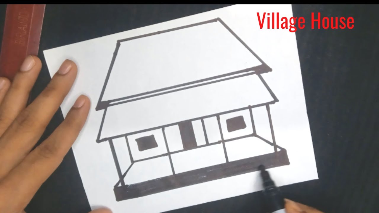House Drawing | How to draw a Village House step by step | - YouTube
