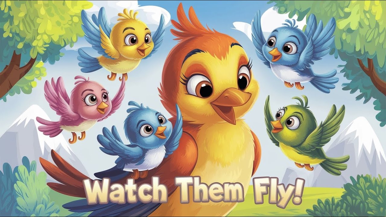 Five Little Birds Nursery Rhyme | Five Little Birds Fly Away | Fun ...