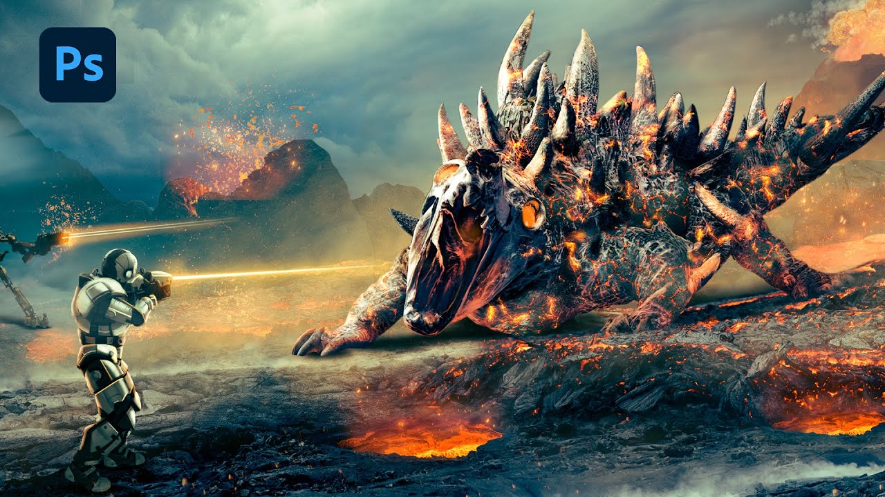Volcano Monster | Photoshop Manipulation - YouTube