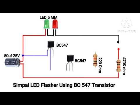 How To Make Simpal LED Flasher Using BC547 NPN Transistor Circuit Diagram - YouTube