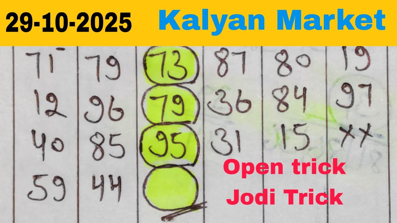 29-10-2025 kalyan Matka Chart, open close otc/fix jodi vip trick बुधवार ...