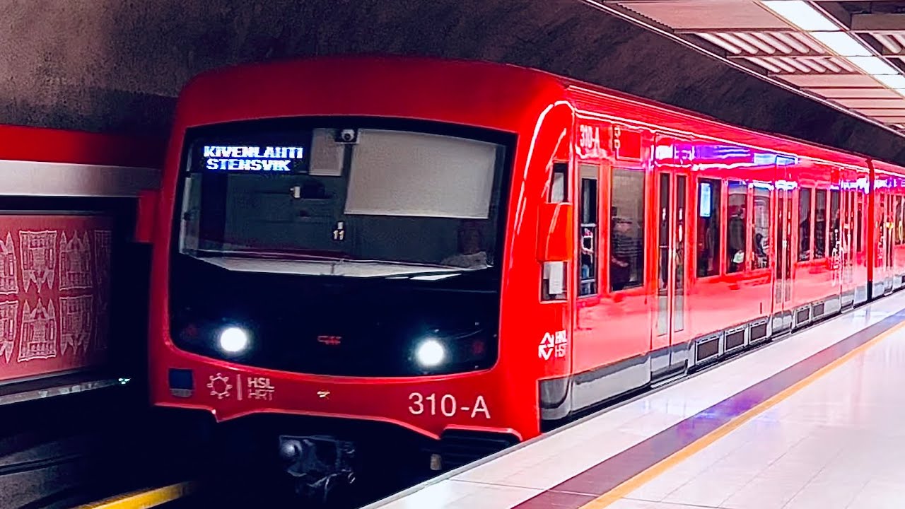 Sound of M300 Train Arriving and Departing on the Helsinki Metro - YouTube