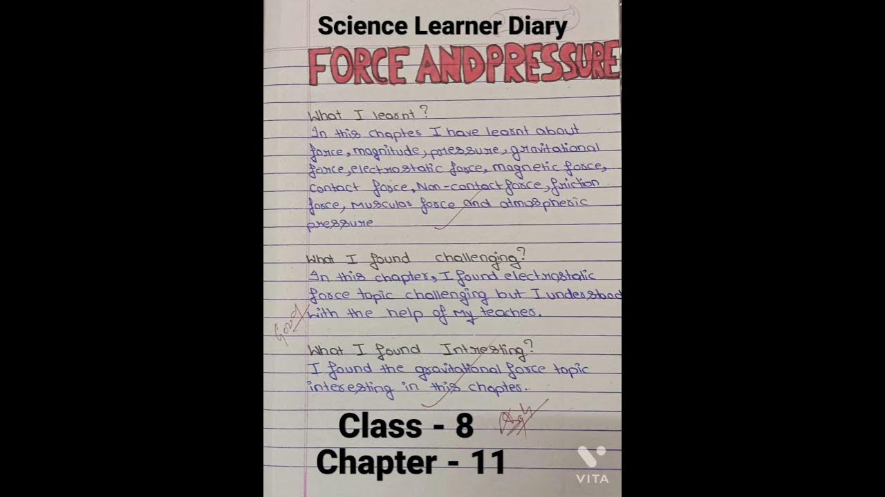 Science Learner Diary Class 8 chapter- force and pressure Chapter ...