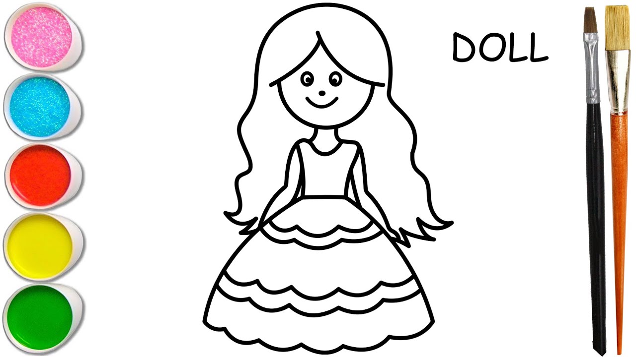 Doll drawing easy | How to draw a doll step by step | Girl drawing ...
