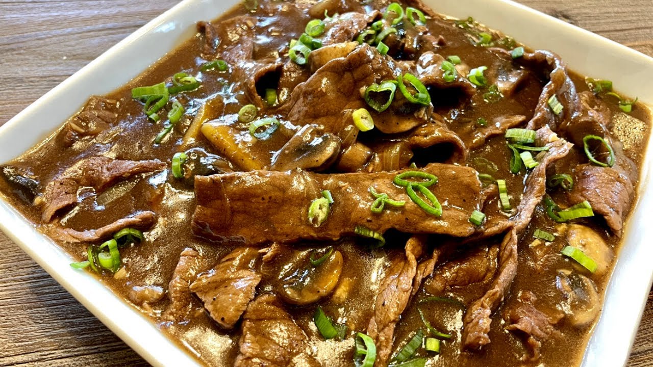 Savory Beef with Mushrooms / my version / better than take out - YouTube