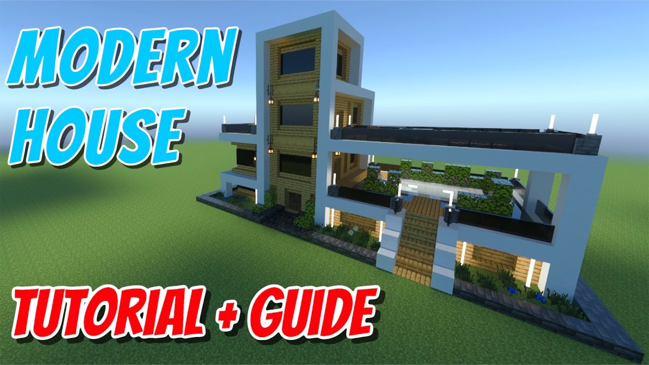 Minecraft Modern House Tutorial + Guide | Crafting, Enchanting, Storage ...
