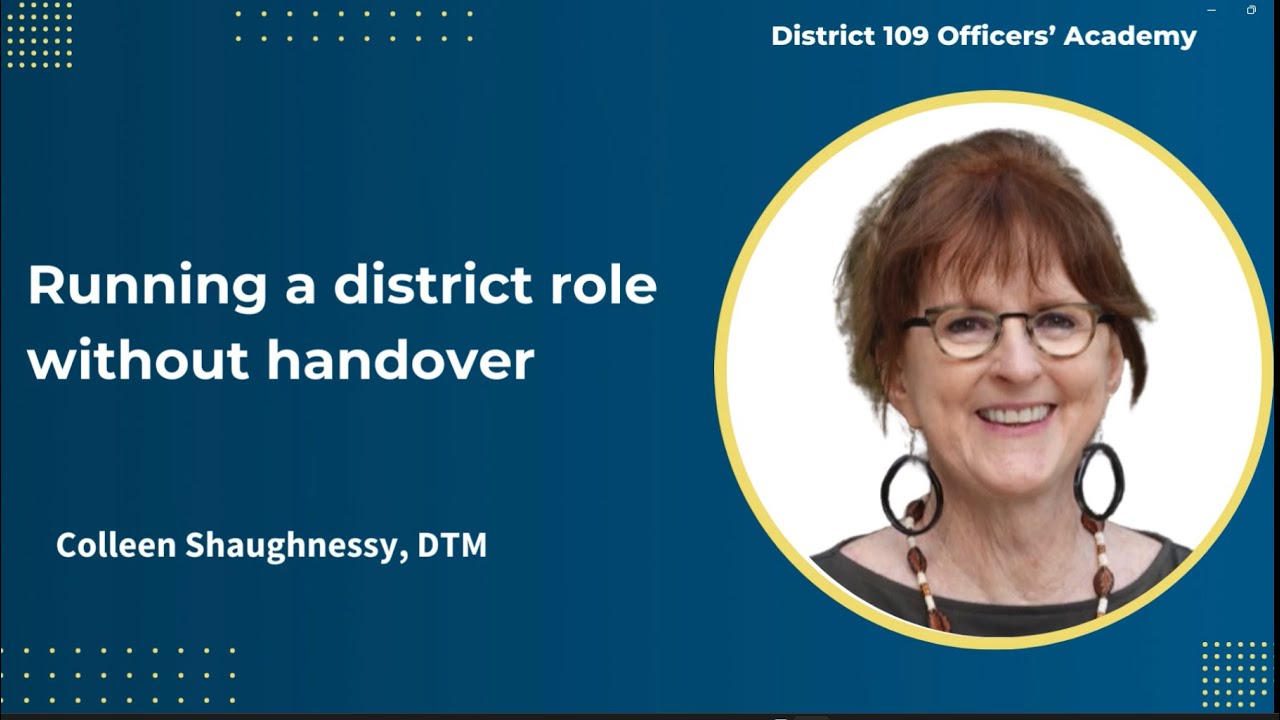 Running a district Role without a Handover with Colleen Shaughnessy ...