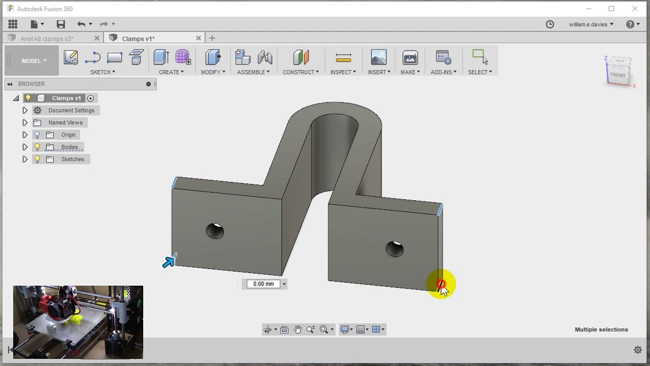 Anet A8 clamp design in Fusion 360 - YouTube