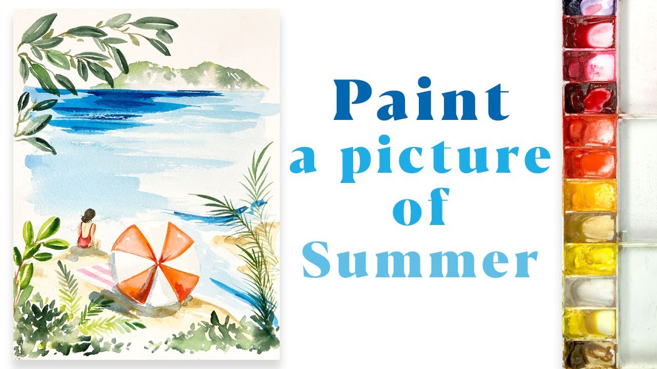 Paint A Simple Watercolour Beach Scene | Summer Painting - YouTube