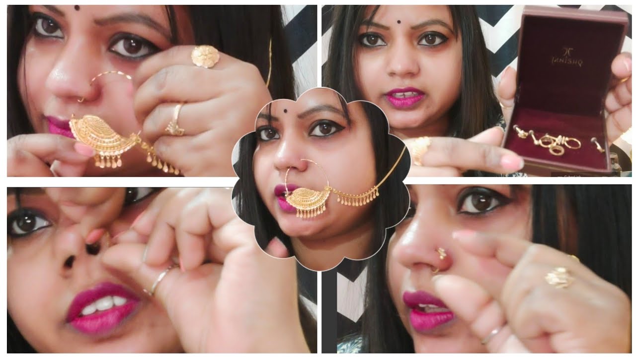 My gold nose pin collection/how to were nose pin in hole/most requested ...
