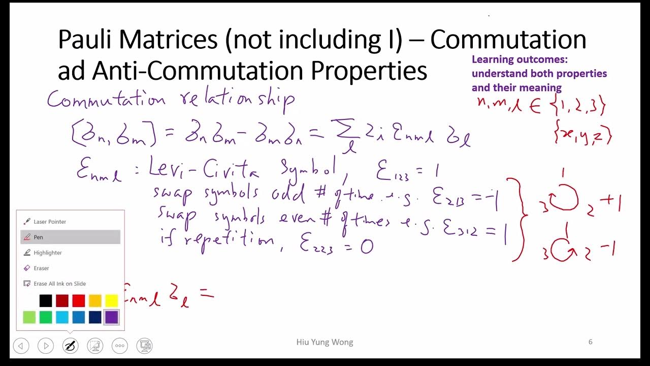 L6-1 (Ch5) Pauli Matrices Commutation and Anti-commutation Properties - YouTube