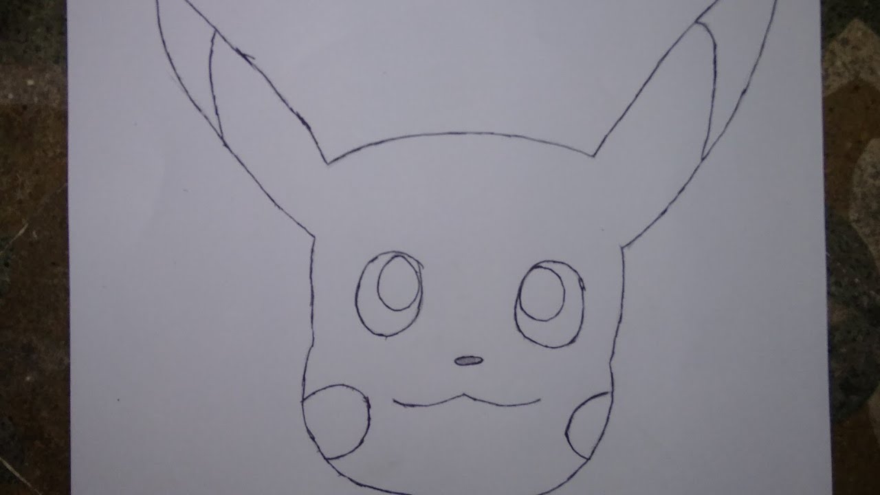 simple Pikachu face drawing - YouTube