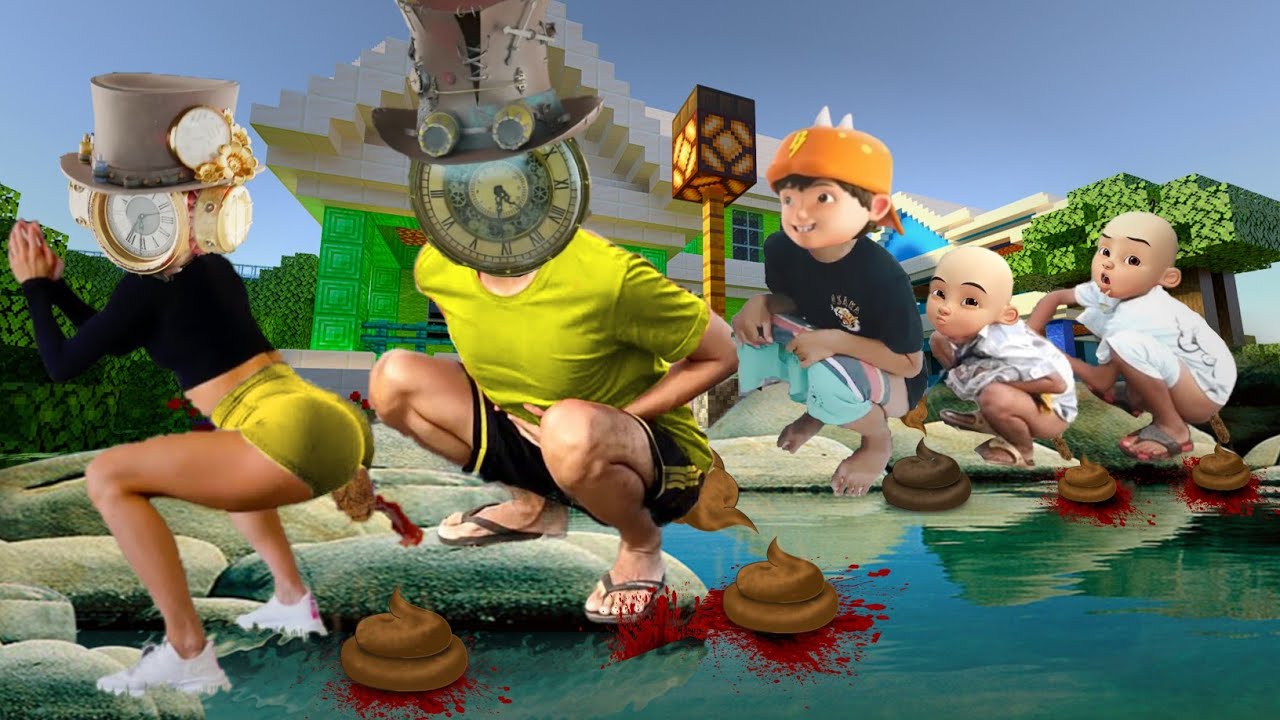 CLOCK WOMEN DAN CLOCK MAN BERUIAK DI SUNGAI BERSAMA UPlIN IPlIN ...