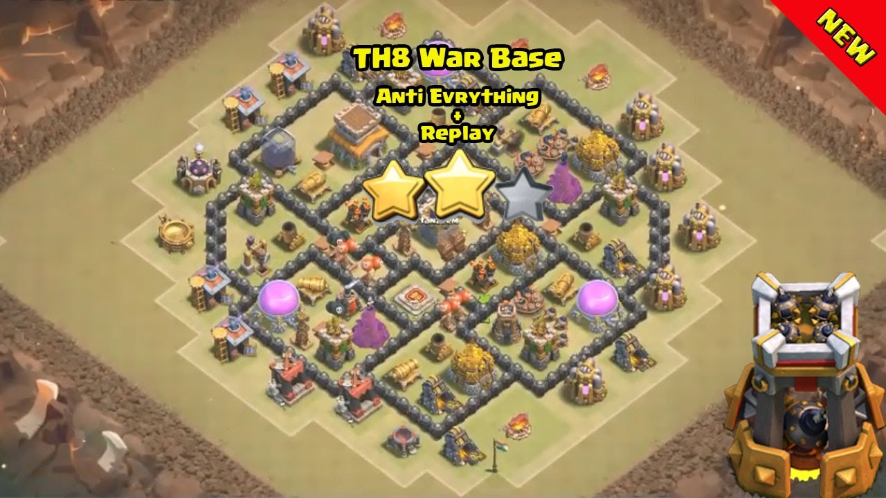 Clash of Clans ♦ Th8 War Base 2016 ♦ BOMB TOWER | ANTI 3 Star with ...