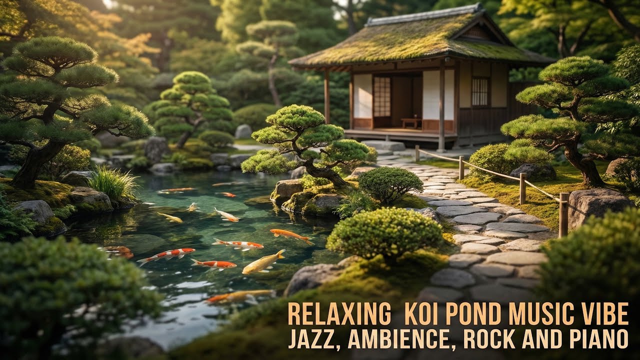 Relaxing koi pond music vibe jazz, ambience, rock & piano - YouTube