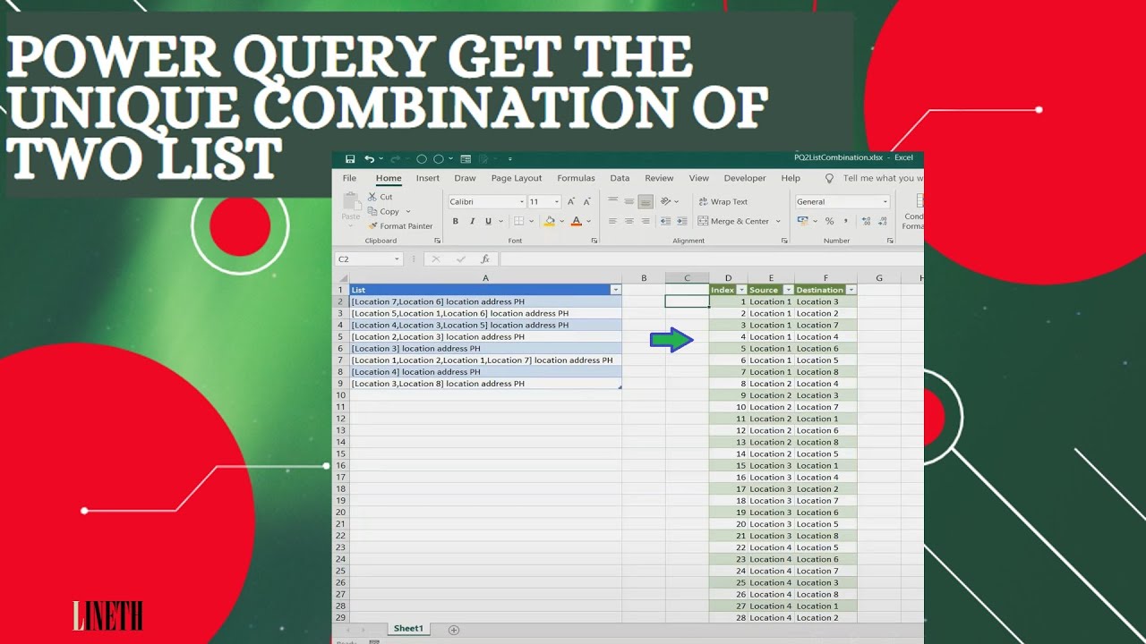 Power Query Get the Unique Combination of Two List - YouTube