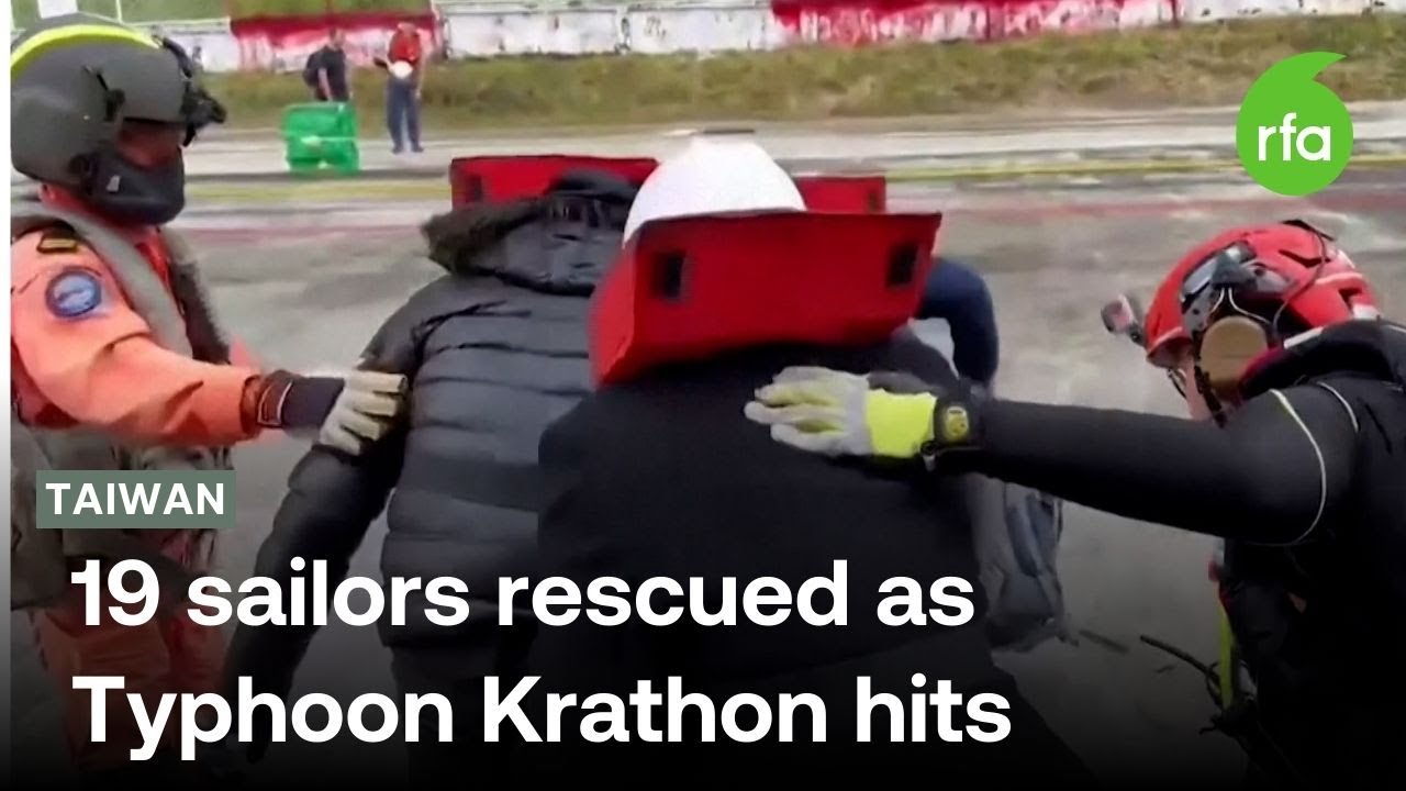 Typhoon Krathon rescue: 19 sailors airlifted to safety by Taiwan coast ...