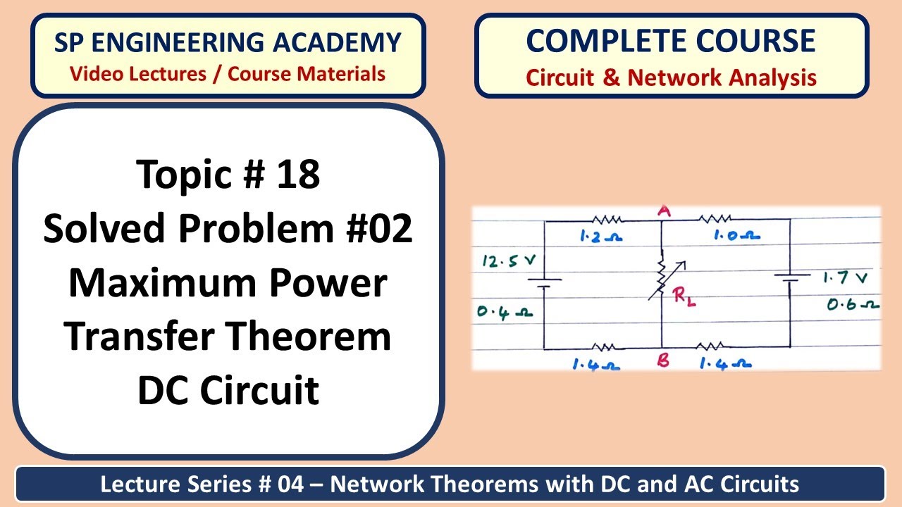 18 Solved Problem #02 Maximum Power Transfer Theorem DC Circuit - YouTube