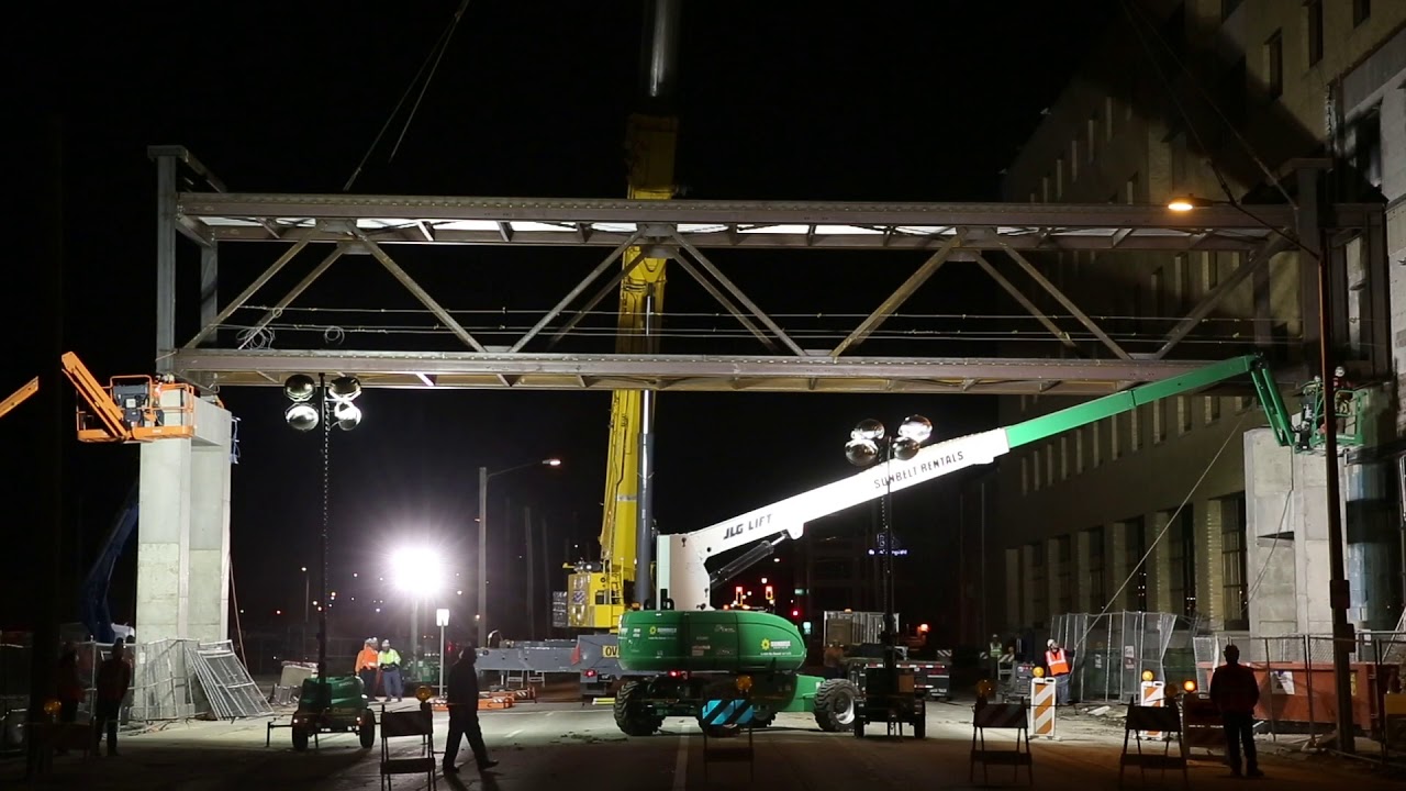 Pedestrian sky bridge lifted into place at HSHS St. John's Hospital ...