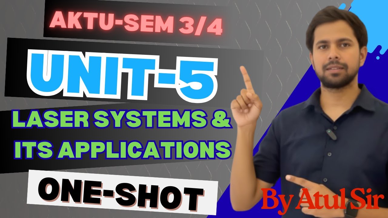 AKTU 3rd/4th Sem Laser Unit-5 One Shot | Laser Systems & Its Applications | B.Tech 2nd Year ...