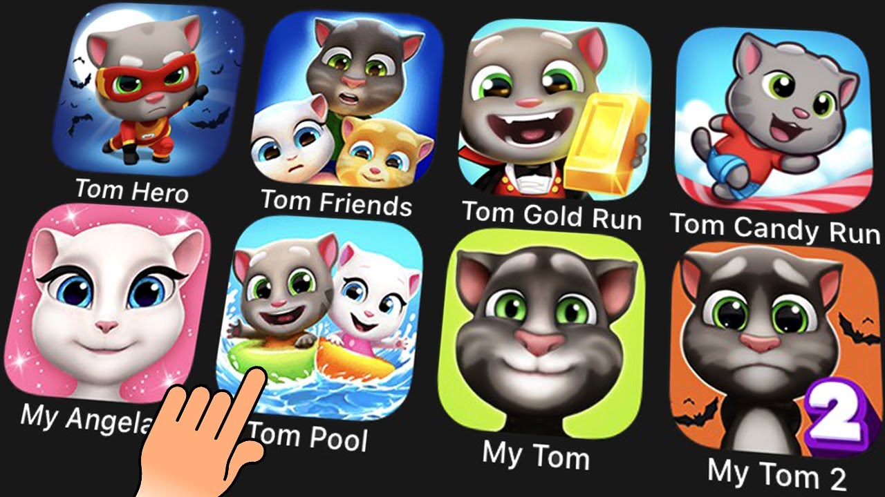 Tom Hero, Tom Friends, Tom Gold Run, Tom Candy Run, My Angela, Tom Pool ...