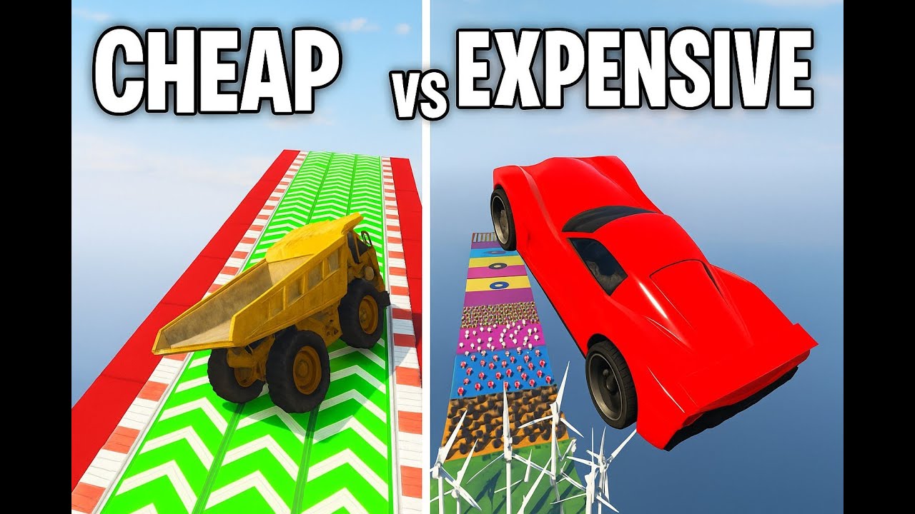 Cheap VS Expensive Cars On The Mega Ramp (GTA 5) - YouTube