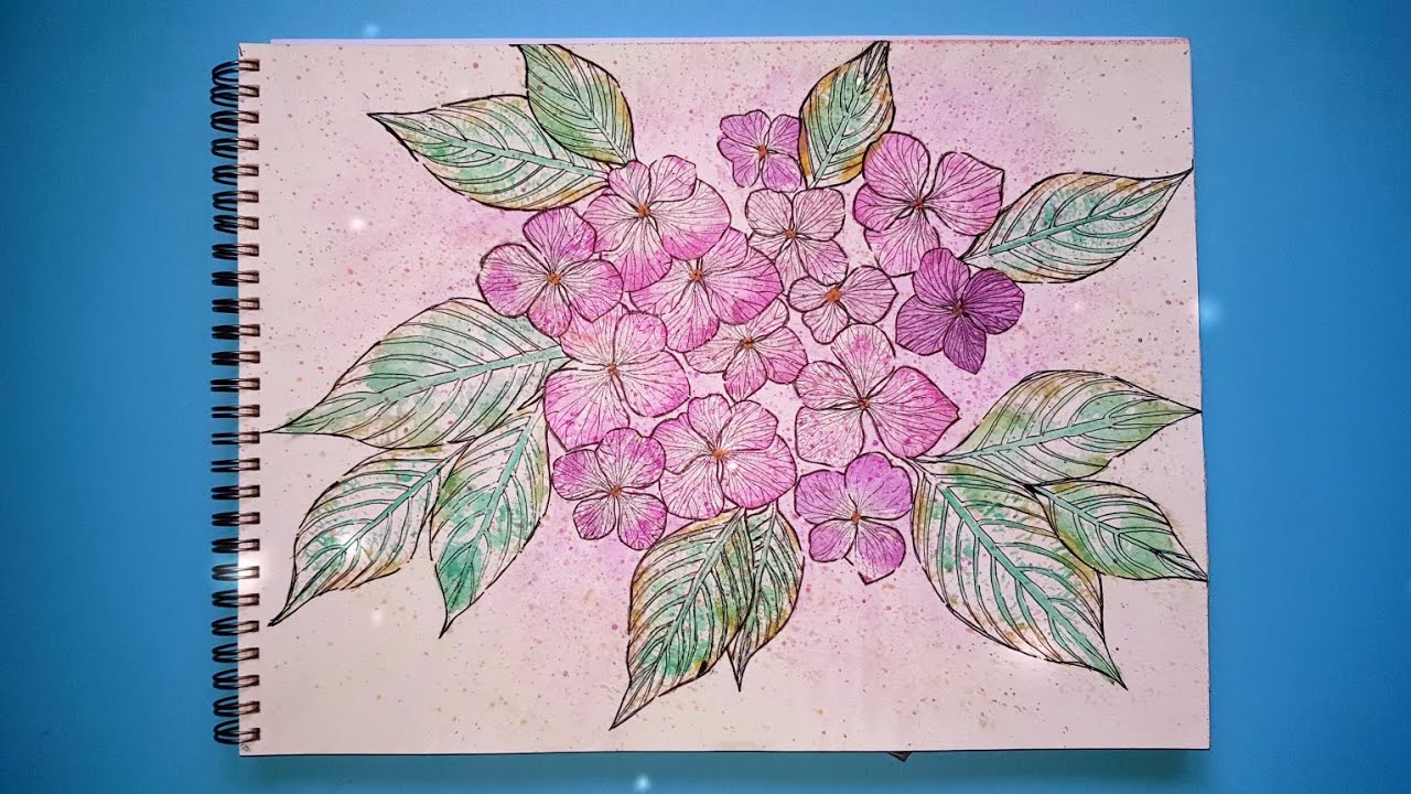 Easy Watercolour + Ink Flower Painting idea for Biginners🌸||Step by ...