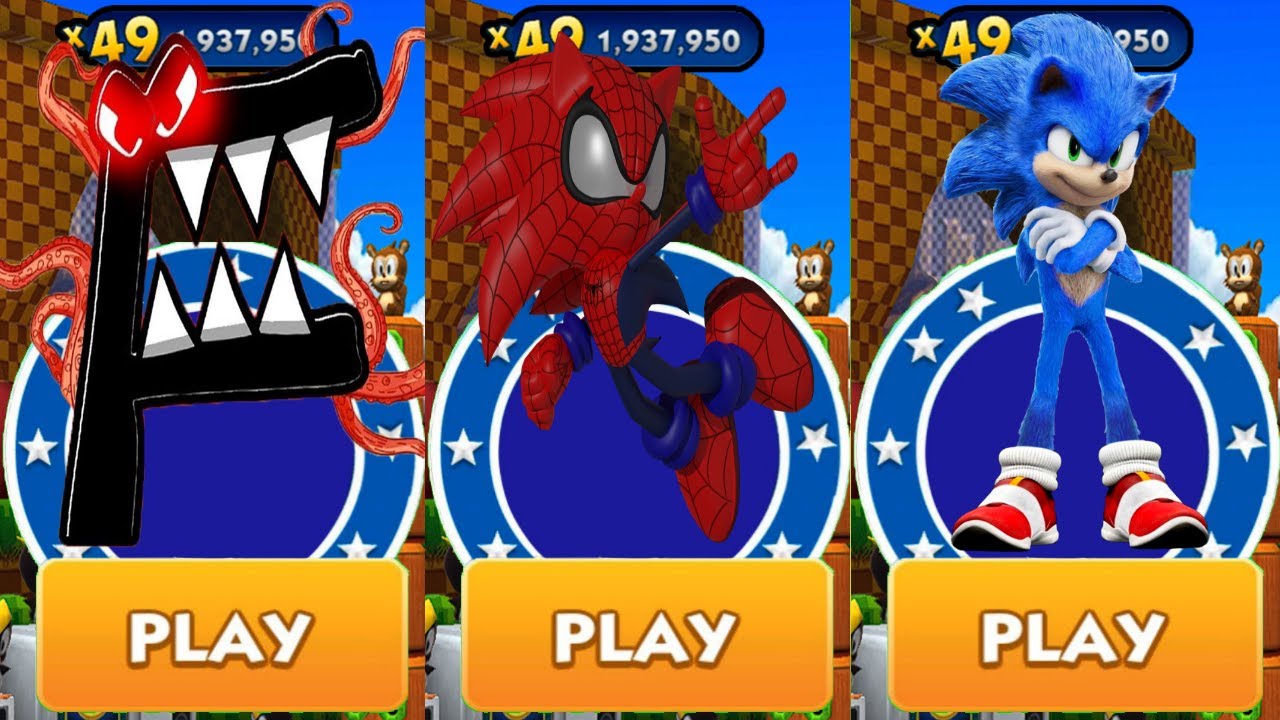 Sonic Dash vs Spiderhog Sonic Run vs Alphabet Lore Run - Movie Sonic vs ...