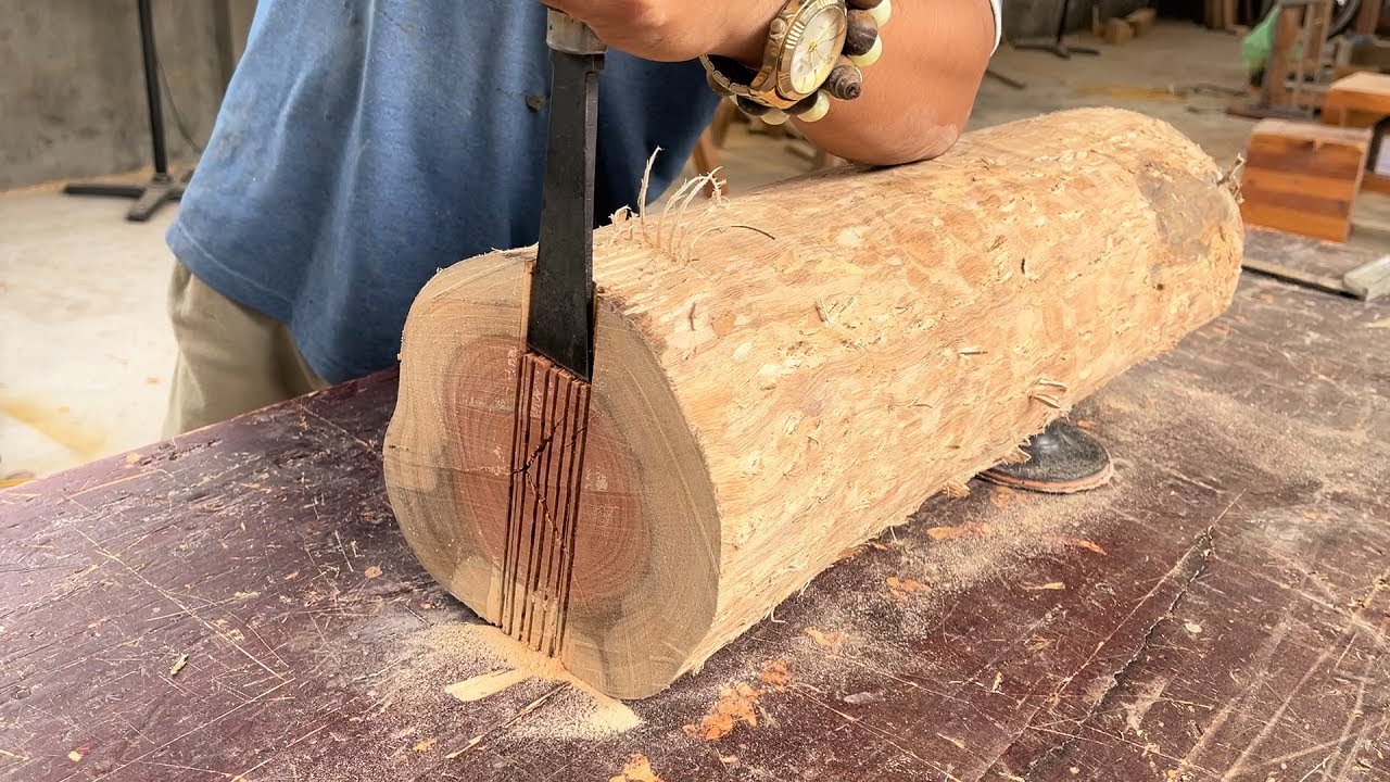 Amazing Creative Woodworking Ideas From Round Wood Blocks // Table With ...