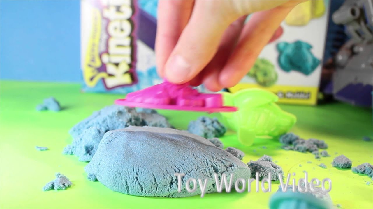 Kinetic Sand Sandbox & Molds Squishy Sand Blue Sand Toy - YouTube