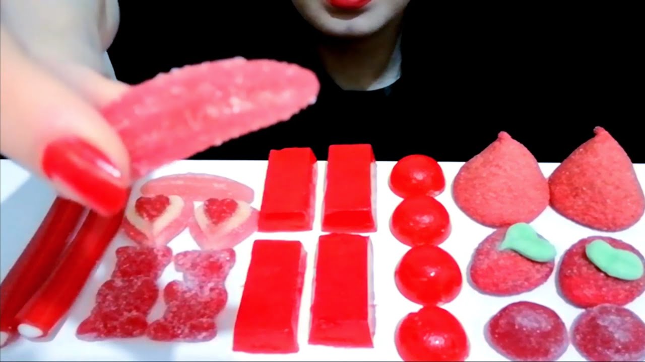 mukbang asmr most popular *RED ️FOOD* no talking eating jelly, gammy ...