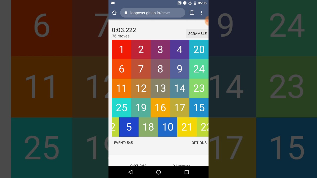 Loopover 5x5 single 4.973 - YouTube