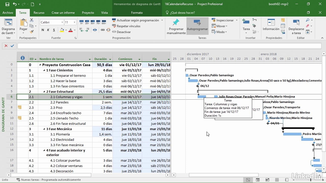 Project 2016 avanzado - 17 Dividir una tarea con Project 2016 - YouTube