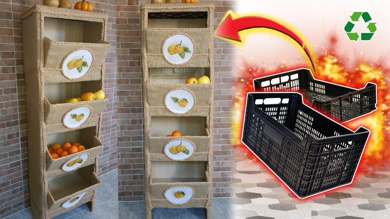 COMO HACER MUEBLE con cajas o HUACALES para FRUTA y verduras - YouTube