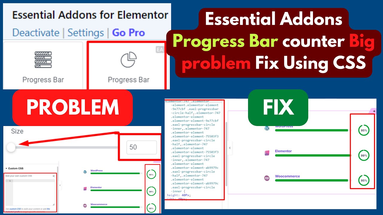 Fix Essential Addons Plugin Progress Bar Counter Issue Using Custom CSS ...