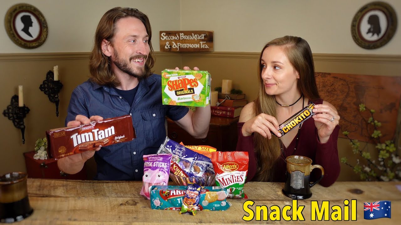 American Couple Tries Classic Australia Snacks | Snack Mail - YouTube