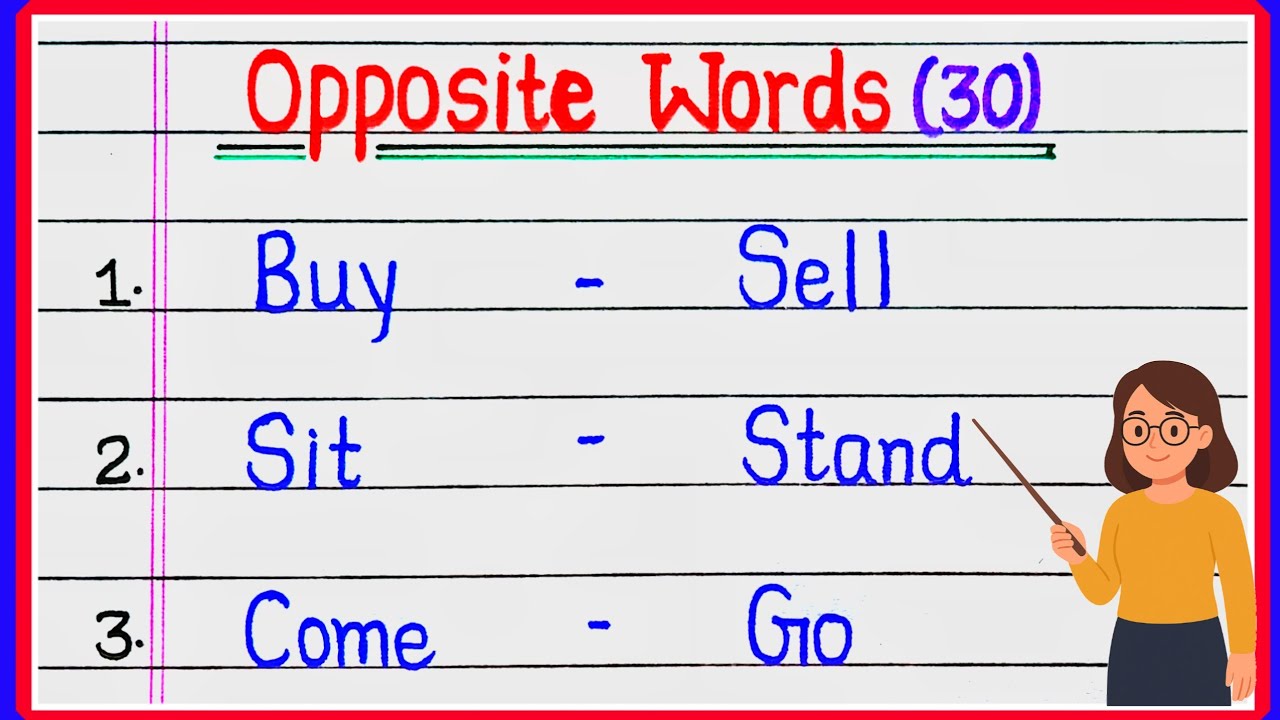 30 Common Opposite Words | Basic Opposite Words in English | Easy ...